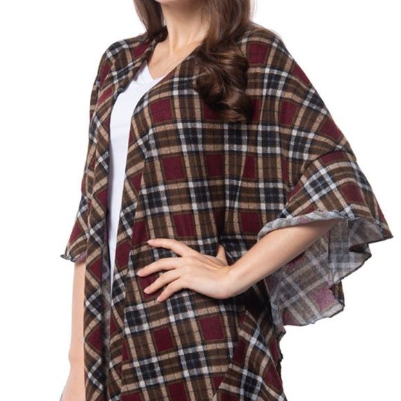 Sweaters | Kimonomaroon Checkered Pattern | Poshmark